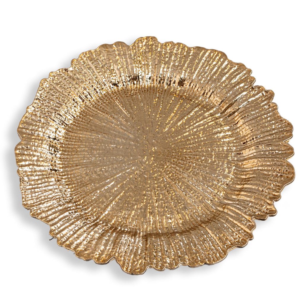 Charger plate Gold Sunburst Acrylic - Rebel Party Rentals